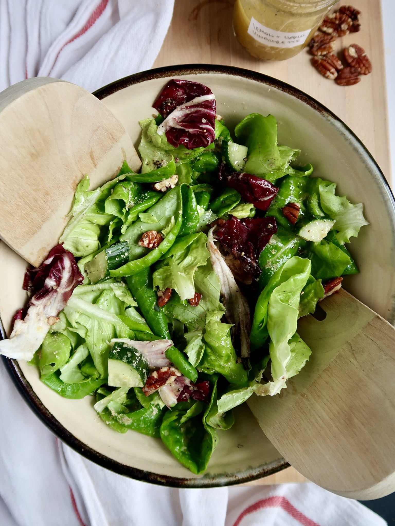 5-Minute Fresh Green Salad with Lemon Garlic Vinaigrette